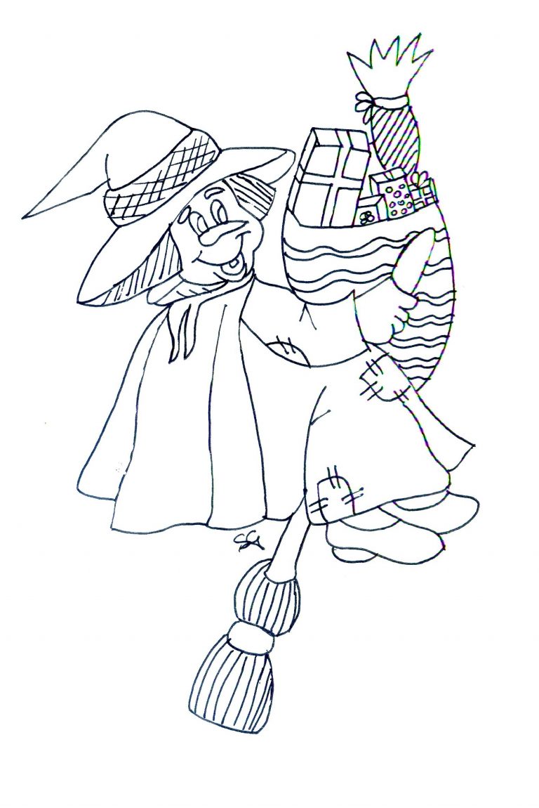 disegni-della-befana-da-colorare_befana-con-doni - Blogmamma.it
